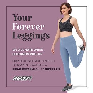 Rocky High Waisted Yoga Leggings, Workout Running Activewear Tummy Control Leggings for Women - Capri & Full Length Pants (25" Inseam 7/8 Dark Pink L)