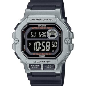 Casio LED Illuminator Lap Memory 60 10-Year Battery Men's Digital Sports Watch 100 M Water Resistant Countdown Timer Auto Calendar (Casio Model: WS-1400H-1BV), Black (WS1400H-1BV)