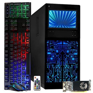 gaming pc desktop intel core i7, techmagnet horizon+ with amd rx-550 4gb ddr5, 16gb ram, 240gb ssd + 2 tb hdd, hdmi, dvi, vga, rgb keyboard, mouse, windows 10 professional (renewed)