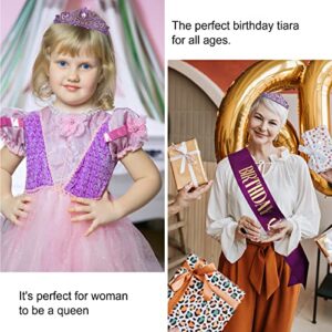 CIEHER Purple Birthday Sash & Queen Crown Kit, Purple Birthday Decorations, Purple Crown, Purple Tiara, Purple Crowns for Women Girls, Purple Birthday Crown Tiara, Birthday Crown and Sash, Purple Birthday Gifts for Women, Purple Happy Birthday, 16th 18th