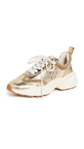 tory burch women's good luck trainers, gold/alce, 5.5 medium us