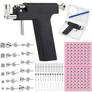 professional ear piercing gun kit, multi purpose ear piercing kit nose piercing tools set with 230 pcs stainless steel stud earrings and earrings backs for salon and home piercing