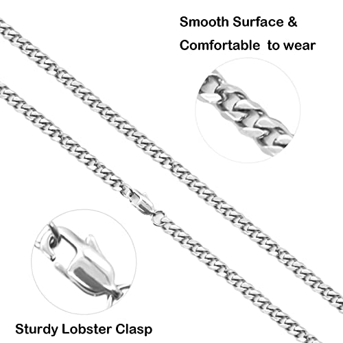 EMATU Cuban Link Chain for Men and Women, 5mm Mens Silver Chain 22 Inch