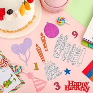 30 Pieces Dies Cut, Metal Happy Birthday Cake Cutting Dies Happy Birthday Balloons Cake Stencils Cutting Dies for Birthday Party Card Making Balloons Party Invitation Card Album Scrapbooks Crafts