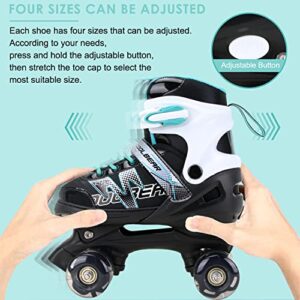 Sowume Adjustable Roller Skates for Boys and Kids, All 8 Wheels of Boy's Skates Shine, Safe and Fun Illuminating for Kids