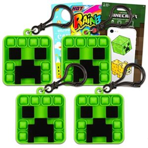 minecraft mojang minecraft pop fidget toys set - bundle including 4 minecraft creeper fidget keychains and more for kids minecraft fidget toys minecraft fidget toys mine craft fidget toys