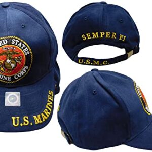 United States Marine Corps Marines Semper Fi U.S.M.C Navy Blue Cotton Adjustable Embroidered Baseball Hat Cap Officially Licensed CP00301