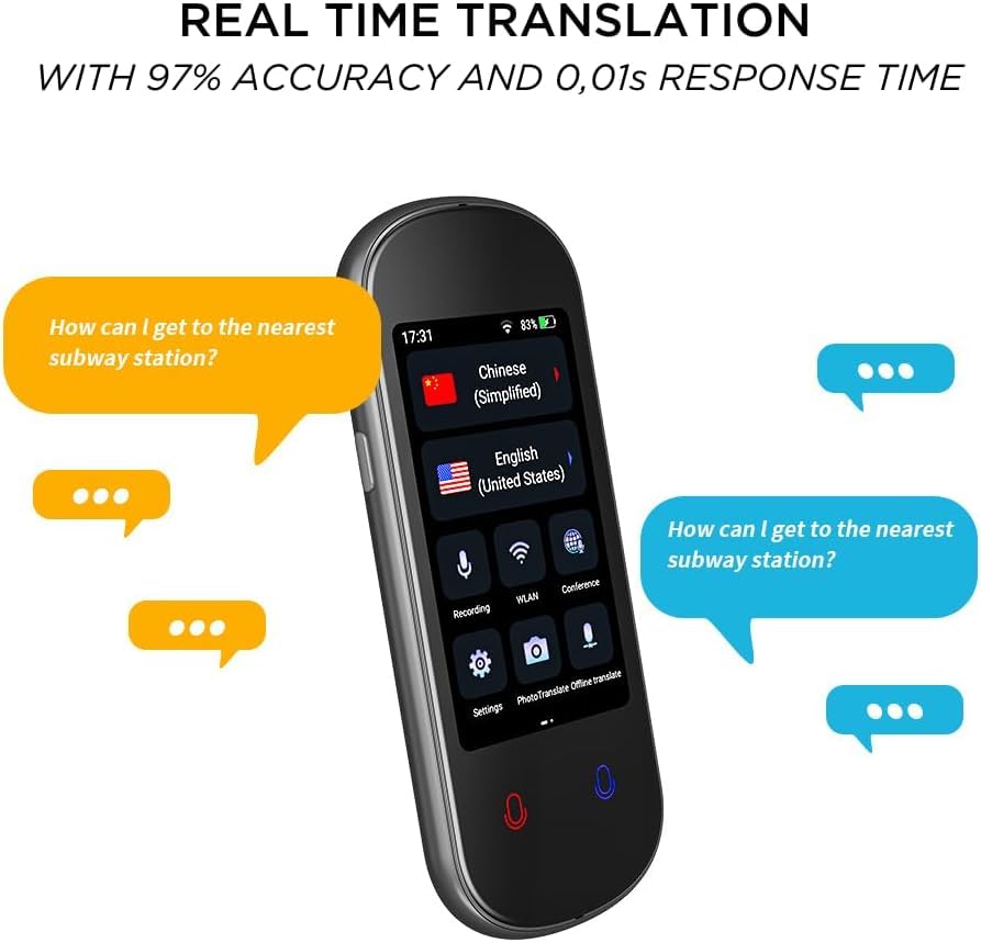 Dododuck 4 Translator Device: Real-Time & Offline Voice and Image Translations - 138 Languages, EU Optimized, 3-inch Touchscreen, 180hr Battery - Essential for Travel & Business