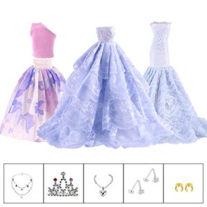 QUEBAN Doll Dress Handmade Fashion Clothes Evening Party Skirt Gown Exclusive Dress Outfit for 11.5 Inch Girl Dolls,Gift for Kids 3 to 8 Years Old(3 PCS,Blue)