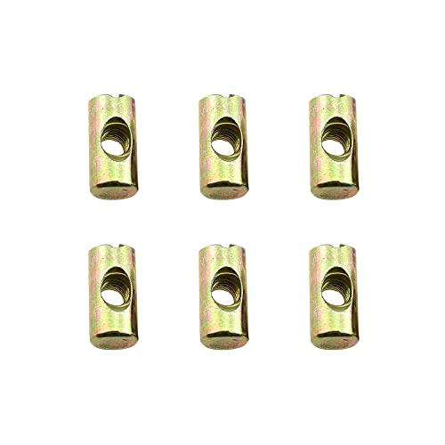 Hao Pro M6x20mm Barrel Nuts Cross Dowels Slotted Bolts Hardware Clean Tight Thread Proper Insert Sturdy Firm Holding Easy Install Align Smooth Screw in Snug Fit for Beds Crib Furniture Chairs 6PCS