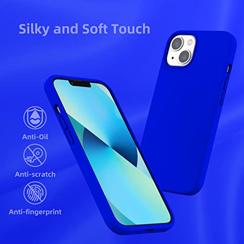 K TOMOTO Compatible with iPhone 13 Mini Case, Liquid Silicone Gel Rubber Cover with Microfiber Lining, Full Body Drop Protection Phone Case for iPhone 13 5.4 Inch(2021), Klein Blue