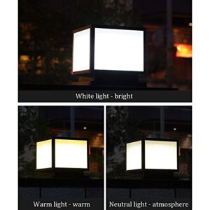 JSBDPHW Outdoor Waterproof Solar Pillar Lamp Metal Square Column Light Villa Garden Entrance Post Light Acrylic Lampshade Pillar Pole Lamp Pedestal Light