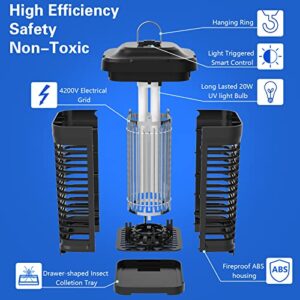 Bug Zapper,4300V 20W AoliGer Electric Outdoor Indoor Mosquito Killer Mosquito Trap Fly Zapper Insect Killer with Light Sensor, 2300 Sq.Ft Coverage