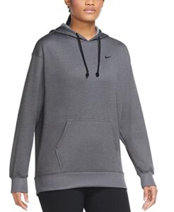 nike women's therma hooded sweatshirt (as1, alpha, l, regular, regular, black/heather, large)