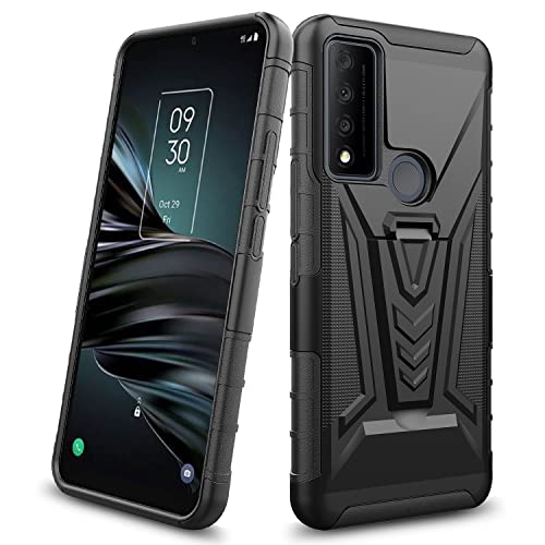 Compatible for TCL 30 XE 5G Case with Holster Belt Clip Hybrid Shockproof Protective Phone Cover with Kickstand - Black