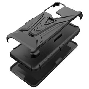 Compatible for TCL 30 XE 5G Case with Holster Belt Clip Hybrid Shockproof Protective Phone Cover with Kickstand - Black