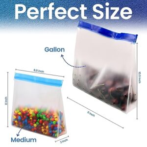 Reusable Food Storage Bags, 4 Pack BPA Free Food Grade Reusable Stand Up Bags, 2 Reusable Gallon Bags, 2 Reusable Freezer Bags, Leakproof Reusable Bags Silicone