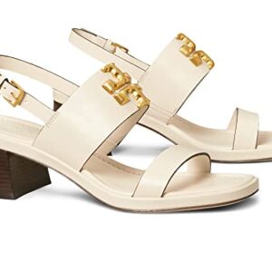 Tory Burch Eleanor Heeled Sandal 55 mm New Ivory 9 M