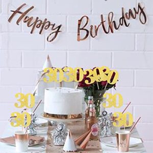 12 PCS Glitter 30th Birthday Centerpiece Sticks Number 30 Cake Toppers Thirty Table Flower Topper Decorations for 30th Birthday Anniversary Party Centerpiece Supplies Gold