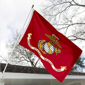 Embroidered Double Sided USMC Marine Corps Flag 3x5 Outdoor-3Ply Heavy Duty 300D Nylon 4 Rows Sewn- All Weather United States Official Marines Flag Banner for Outdoor/Indoor with 2 Brass Grommet