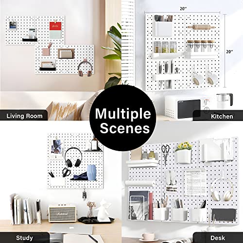 LANSI 4Pcs Peg Board, Pegboard Wall Organizer Panels, White Pegboard Wall Mount, ABS Pegboard for Craft Room Garage Kitchen Workshop, ABS Peg Boards Easy Installation (White)