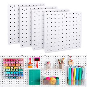 lansi 4pcs peg board, pegboard wall organizer panels, white pegboard wall mount, abs pegboard for craft room garage kitchen workshop, abs peg boards easy installation (white)