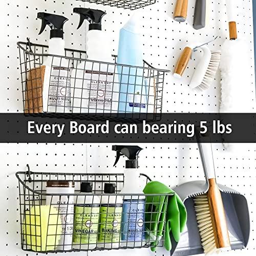 LANSI 4Pcs Peg Board, Pegboard Wall Organizer Panels, White Pegboard Wall Mount, ABS Pegboard for Craft Room Garage Kitchen Workshop, ABS Peg Boards Easy Installation (White)