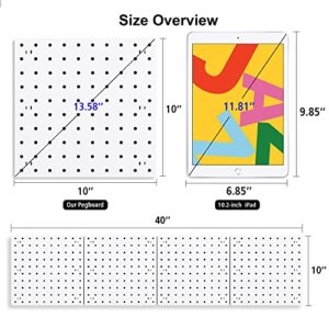 LANSI 4Pcs Peg Board, Pegboard Wall Organizer Panels, White Pegboard Wall Mount, ABS Pegboard for Craft Room Garage Kitchen Workshop, ABS Peg Boards Easy Installation (White)