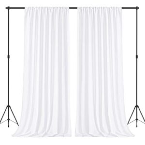 homeideas white backdrop curtains for parties, wrinkle free polyester photography backdrop drapes for wedding birthday decorations, 5ft x10ft set of 2 panels