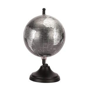 Rely+ 5" World Globe With Sturdy Metal Stand (NOT PLASTIC!) - Desktop Globe For Home Desk Table Office Decor - Book Shelf Decor Globe - 5 Inch - Metallic Black