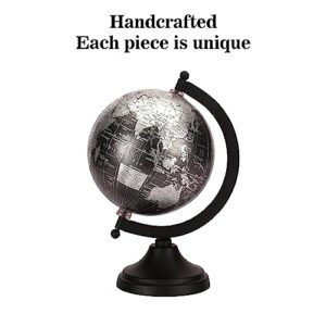 Rely+ 5" World Globe With Sturdy Metal Stand (NOT PLASTIC!) - Desktop Globe For Home Desk Table Office Decor - Book Shelf Decor Globe - 5 Inch - Metallic Black