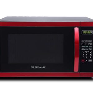 Farberware Classic FMO11AHTBKN 1.1 Cu. Ft. 1000-Watt Microwave Oven with LED Lighting, Metallic Red & BLACK+DECKER 2-Slice Toaster, Red, TR1278RM