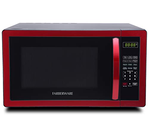 Farberware Classic FMO11AHTBKN 1.1 Cu. Ft. 1000-Watt Microwave Oven with LED Lighting, Metallic Red & BLACK+DECKER 2-Slice Toaster, Red, TR1278RM