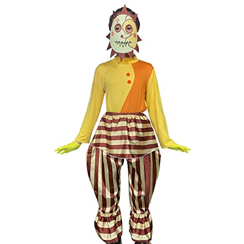 Sundrop Moondrop FNAF Cosplay Costume Outfit Clown Costume Halloween Cosplay for Fans (Large, Yellow-Sun)