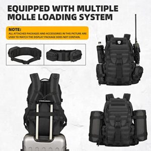 KXBUNQD 50L Military Tactical Backpack Hiking Waterproof Backpack Large Military Pack 3 Day Assault Pack Molle Bag Rucksack