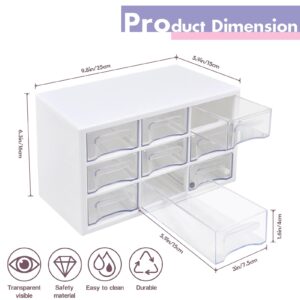 FODIENS Desk Storage Organizer with 9 Drawers, Stackable Desktop Craft Drawer Cabinet, Clear Storage Box Caddy for Makeup Jewelry Office Craft Supplies (9.84×6.3×5.9in)