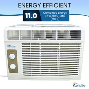 Senville 5,000 BTU Window Air Conditioner, Cools Up to 150 Sq. Ft., Easy to Use Mechanical Control, Washable Filter