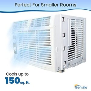 Senville 5,000 BTU Window Air Conditioner, Cools Up to 150 Sq. Ft., Easy to Use Mechanical Control, Washable Filter