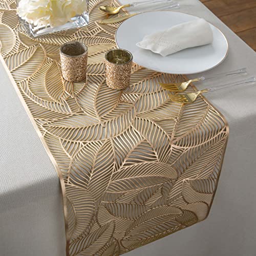 Home Details Leaf Laser Cut Table Runner | Kitchen | Dining Room | Place Setting | Décor | Gold