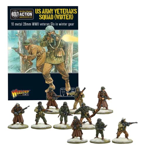 Wargames Delivered - US Army Veterans Squad (Winter) - 28mm Miniatures Includes 10 Metal Infantry in Winter Gear, Supported Group with Digital Bundle - Action Figures Model Kit by Warlord Games