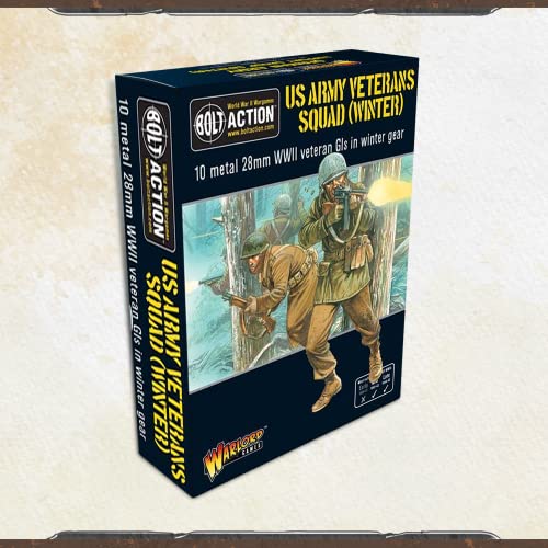 Wargames Delivered - US Army Veterans Squad (Winter) - 28mm Miniatures Includes 10 Metal Infantry in Winter Gear, Supported Group with Digital Bundle - Action Figures Model Kit by Warlord Games