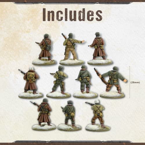 Wargames Delivered - US Army Veterans Squad (Winter) - 28mm Miniatures Includes 10 Metal Infantry in Winter Gear, Supported Group with Digital Bundle - Action Figures Model Kit by Warlord Games