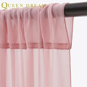 QueenDream 10ft x 10ft Backdrop Curtain for Bridal Shower Dusty Rose Chiffon Background Drapes Sheer Baby Shower Party Decorations