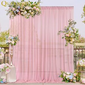 QueenDream 10ft x 10ft Backdrop Curtain for Bridal Shower Dusty Rose Chiffon Background Drapes Sheer Baby Shower Party Decorations