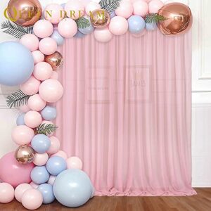 QueenDream 10ft x 10ft Backdrop Curtain for Bridal Shower Dusty Rose Chiffon Background Drapes Sheer Baby Shower Party Decorations