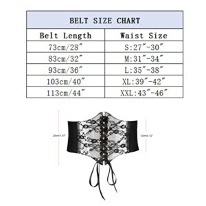 WHIPPY Women Lace-up Corset Waist Belt Transparent PVC Lace Crochet Petal Elastic Wide Belt for Dress