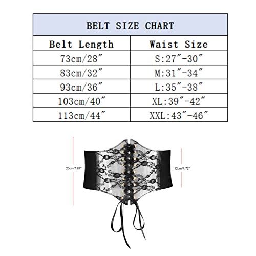 WHIPPY Women Lace-up Corset Waist Belt Transparent PVC Lace Crochet Petal Elastic Wide Belt for Dress