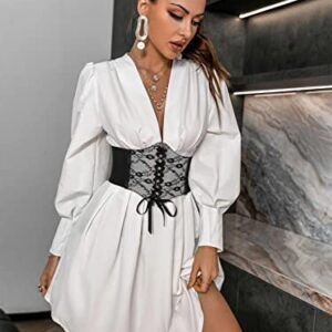 WHIPPY Women Lace-up Corset Waist Belt Transparent PVC Lace Crochet Petal Elastic Wide Belt for Dress