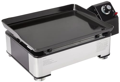 Amazon Basics Outdoor Portable 1 Burner Tabletop Gas Griddle with 18-Inch Enamel Coated Top