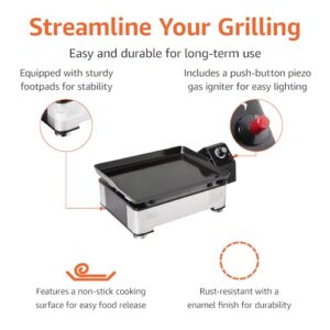 Amazon Basics Outdoor Portable 1 Burner Tabletop Gas Griddle with 18-Inch Enamel Coated Top